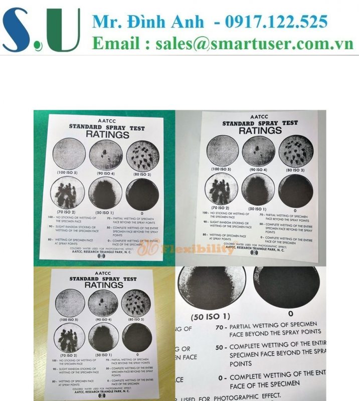 Bảng đánh giá độ thấm của vải theo tiêu chuẩn AATCC Spray test rating ...
